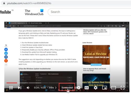 How to screenshot a YouTube video on PC