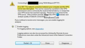 Fix VPN Error 807 on Windows 11/10