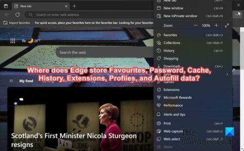 Where does Edge store Password, Cache, History, Extensions, Profiles, Autofill data