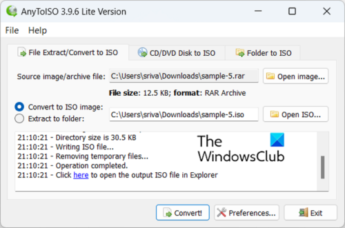How to convert RAR to ISO in Windows 11/10?