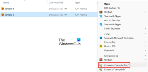 How to convert RAR to ISO in Windows 11/10?