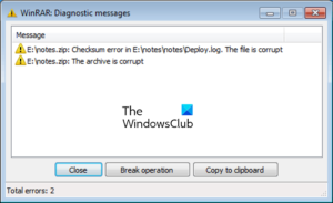 Fix Checksum Error in WinRAR extraction
