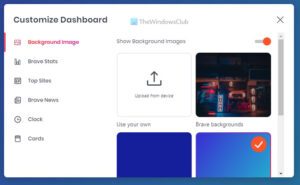 How to customize Brave browser New Tab page