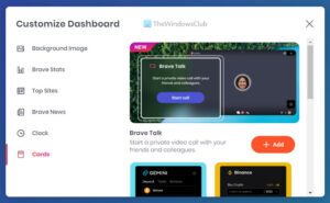 How to customize Brave browser New Tab page