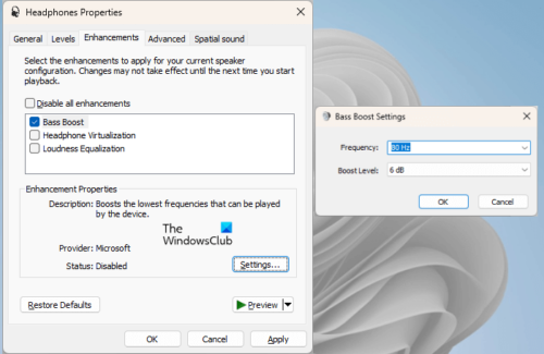 How to adjust Bass and Treble in Windows 11