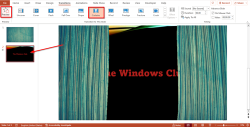 How to add Curtain transition in PowerPoint