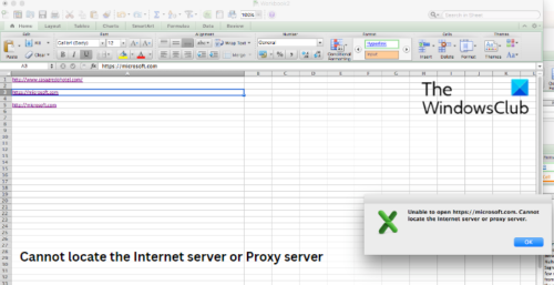 Cannot locate the Internet server or Proxy server in Excel, Word ...