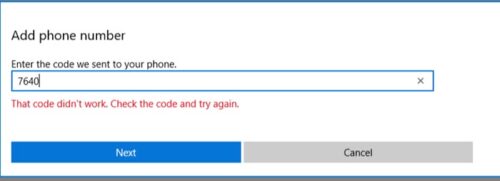 Can’t add phone number to Microsoft account