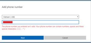 Can’t add phone number to Microsoft account