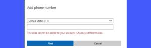 Can’t add phone number to Microsoft account