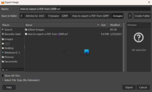 How to export a PDF from GIMP