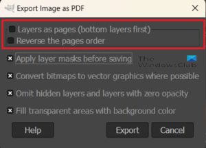 How to export a PDF from GIMP
