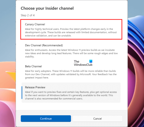 How to switch to Windows Insider Canary Channel?