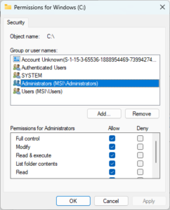 The installer has insufficient privileges to modify or access this directory