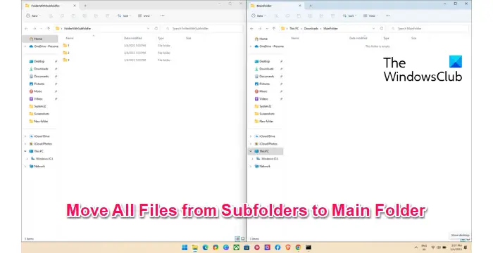 Move All Files from Subfolders to Main Folder in Windows Move All Files from Subfolders to Main Folder in Windows