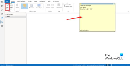 How to create notes in an Outlook app
