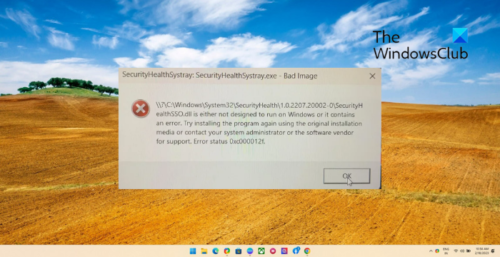 SecurityHealthSystray.exe Bad Image; What is it?