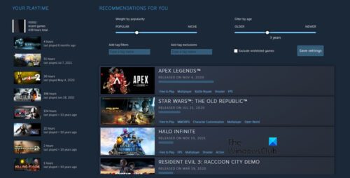 How to use Steam Interactive Recommender