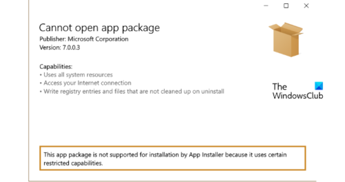 This app package is not supported for installation by app installer [Fixed]