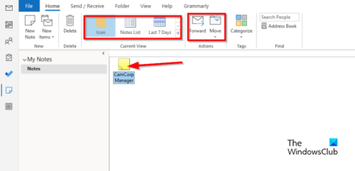 How to create notes in an Outlook app
