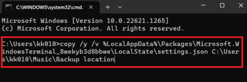 How to backup Windows Terminal settings