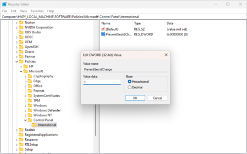 Allow or Disallow Changing Geographic Locations in Windows 11