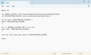 Move All Files from Subfolders to Main Folder in Windows