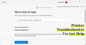 How to run Printer Troubleshooter via Get Help app in Windows 11