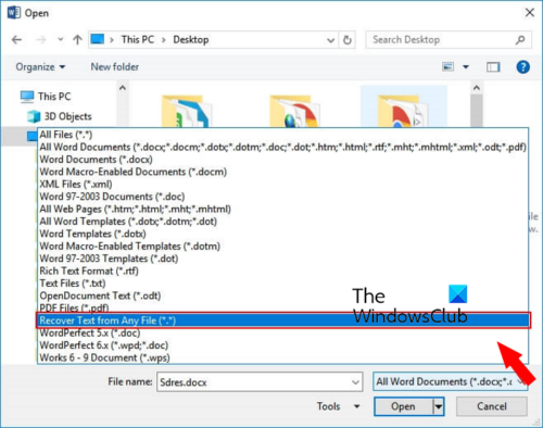 Word found unreadable content in document
