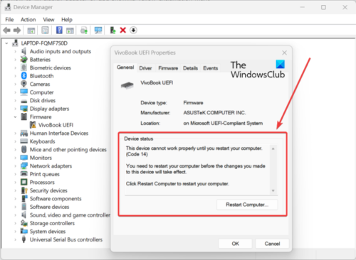 Yellow Exclamation mark next to a device in Device Manager