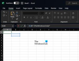 How to add Text to a Cell in Excel using Formula