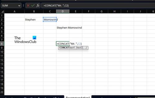 How to add Text to a Cell in Excel using Formula