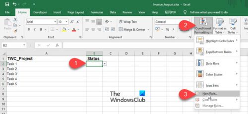 How to create a drop-down list in Excel with color