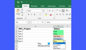 How to create a drop-down list in Excel with color