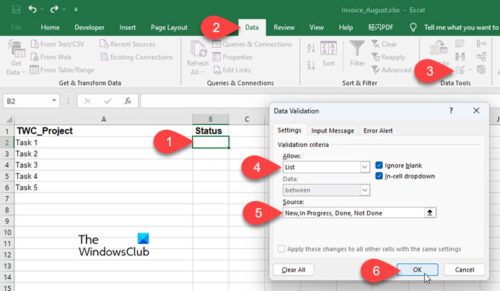 How to create a drop-down list in Excel with color