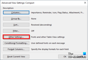 How to adjust Column Width in Outlook