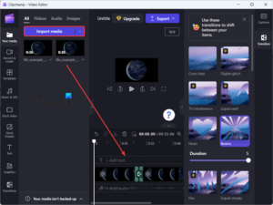 How to add Transitions in Clipchamp Video Editor of Windows 11