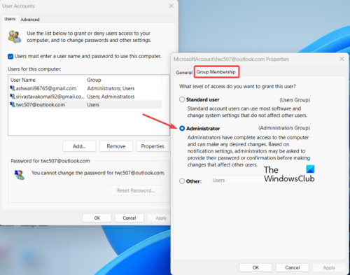 How to change Administrator in Windows 11
