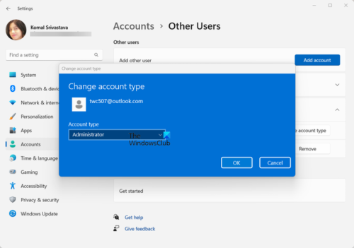 How to change Administrator in Windows 11