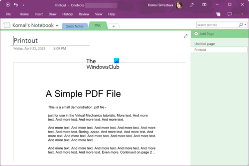 How to import PDF to OneNote in Windows 11/10?