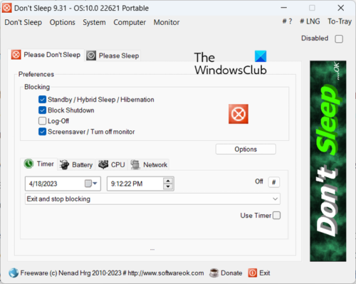 How to disable Sleep Mode in Windows 11/10