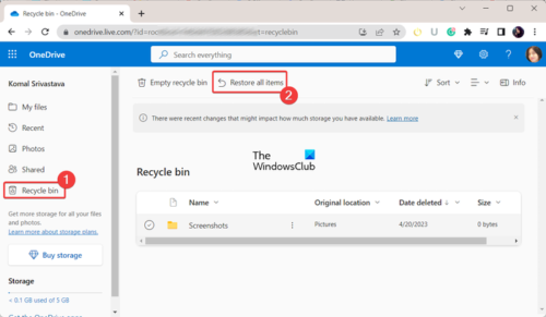 OneDrive files missing from folder; How to recover?