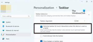 How to Enable or Disable Taskbar for Tablets on Windows 11
