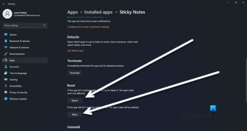Sticky Notes not opening or working in Windows 11