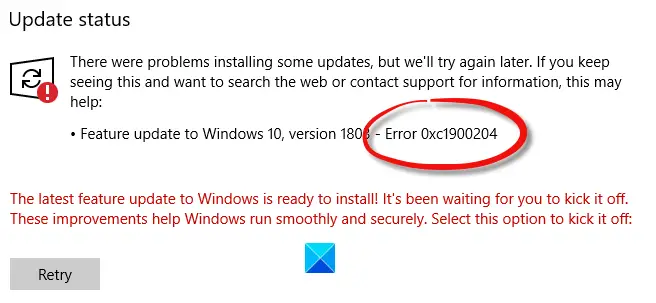 Fix Windows Upgrade error 0xc1900204 Fix Windows Upgrade error 0xc1900204