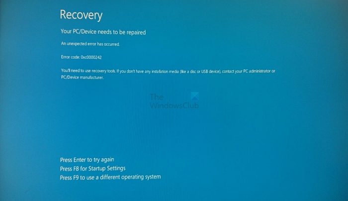 Fix 0xc0000242 Boot BCD error on Windows 11/10 Fix 0xc0000242 Boot BCD error on Windows 11/10