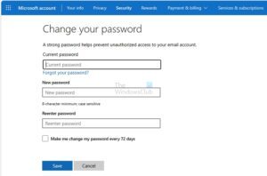 How to change password in Outlook
