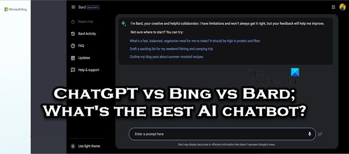 ChatGPT vs Bing vs Bard; What's the best AI chatbot? ChatGPT vs Bing vs Bard; What's the best AI chatbot?