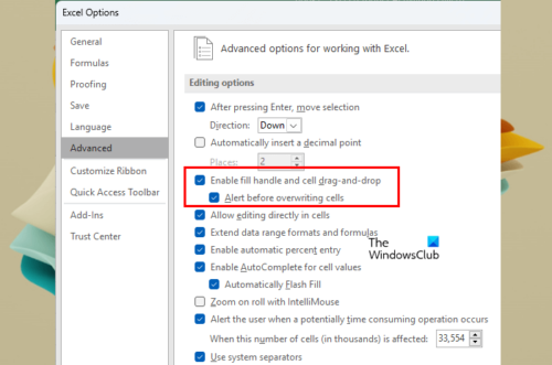 AutoFill is not working in Excel [Fix]