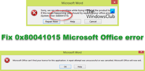 Fix 0x80041015 Microsoft Office error
